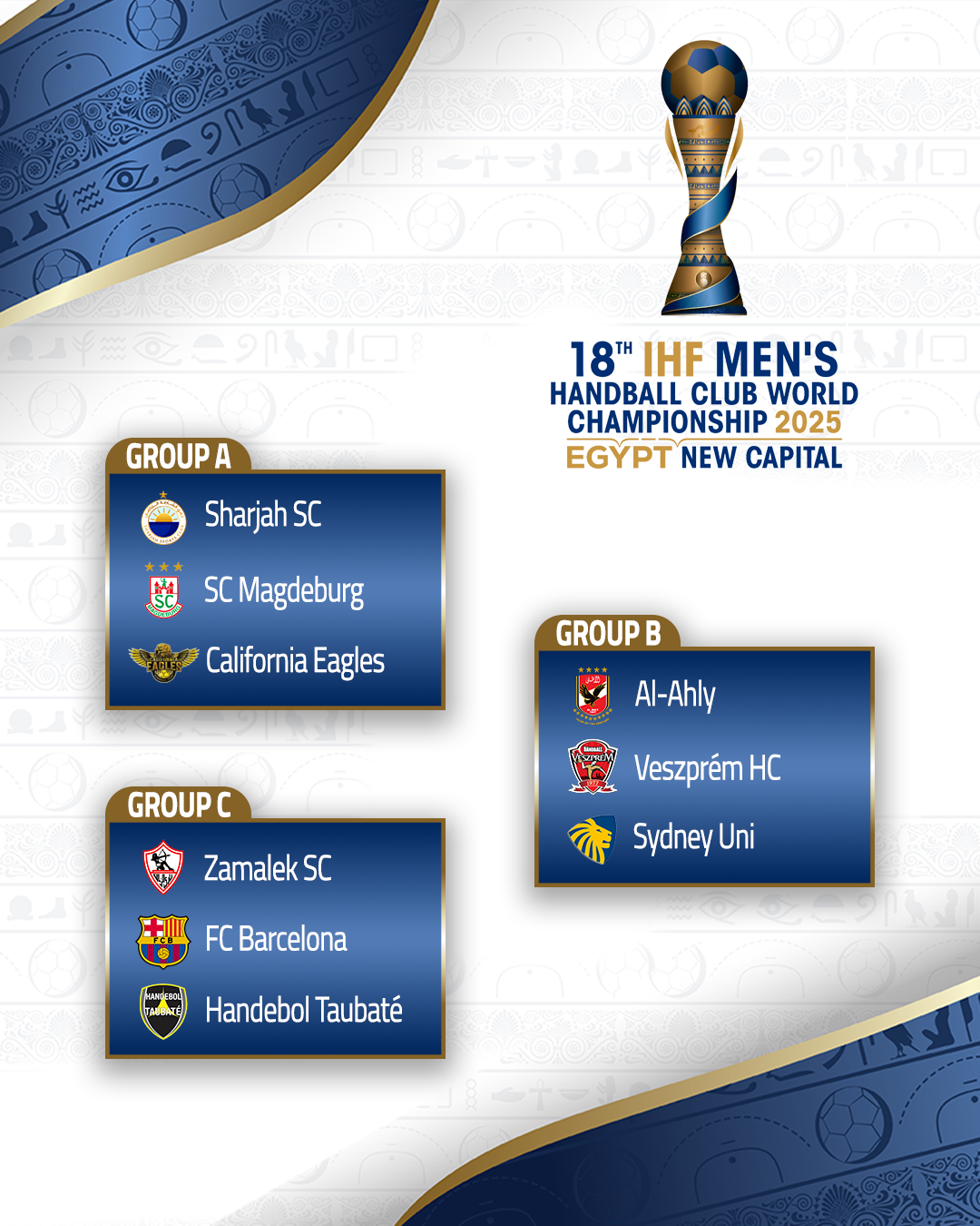 IHF | Draw sets groups for the 2025 IHF Men’s Club World Championship in Egypt